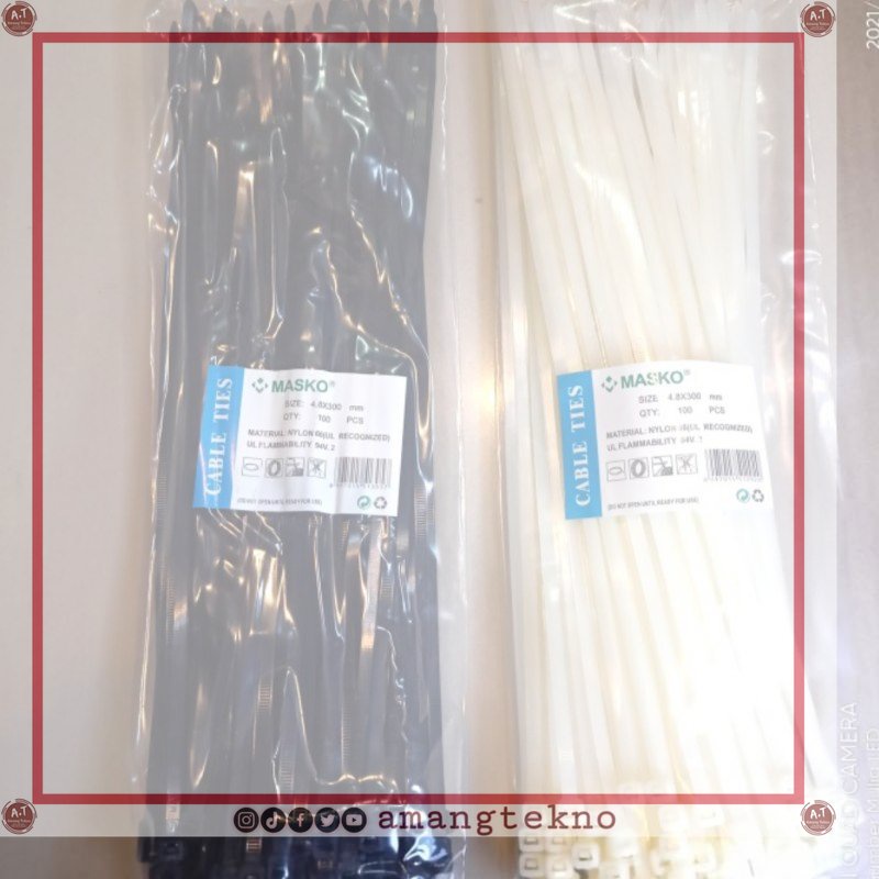 Jual MASKO KABEL TIES 4,8 × 300 mm 100 pcs NYLON Cable Tie SABUK KABEL ...
