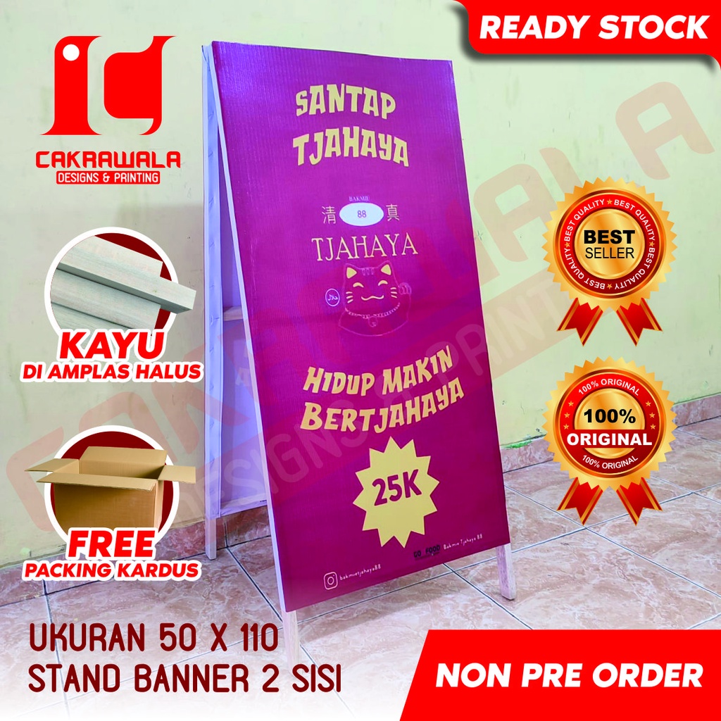 Jual STAND BANNER KAYU WARUNG MAKAN UKURAN 50 X 110 - STANDING BANNER ...