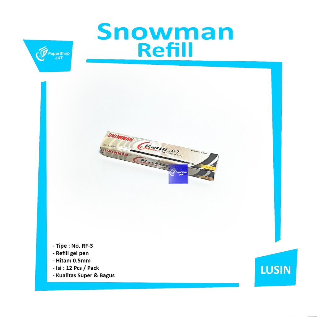 Jual SNOWMAN - Refill Ballpoint V-3 Hitam - Lusin | Shopee Indonesia