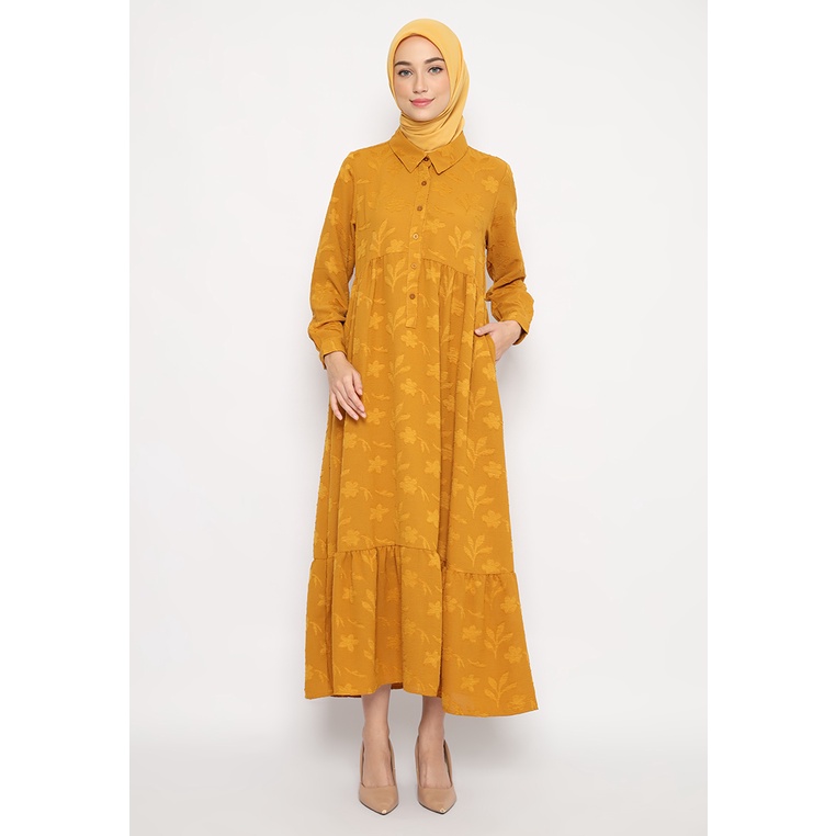 Jual Gamis Rempel Bawah Muthiah Yellow Jaquard Airflow Model Syar'i ...