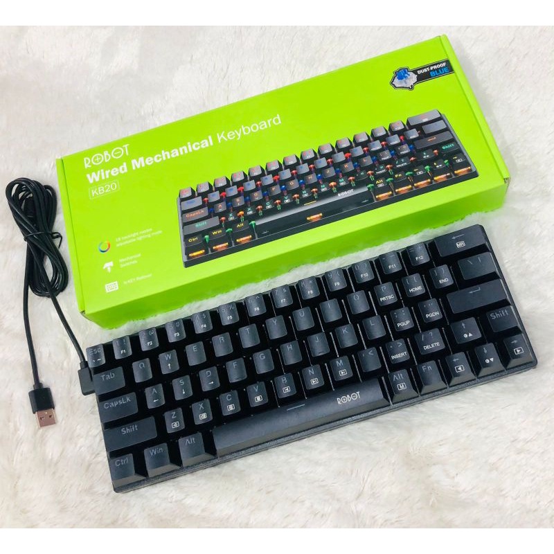 Jual KEYBOARD WIRED ROBOT KB20 MECHANICAL 63KEYS RAINBOW BACKLIGHTING ...