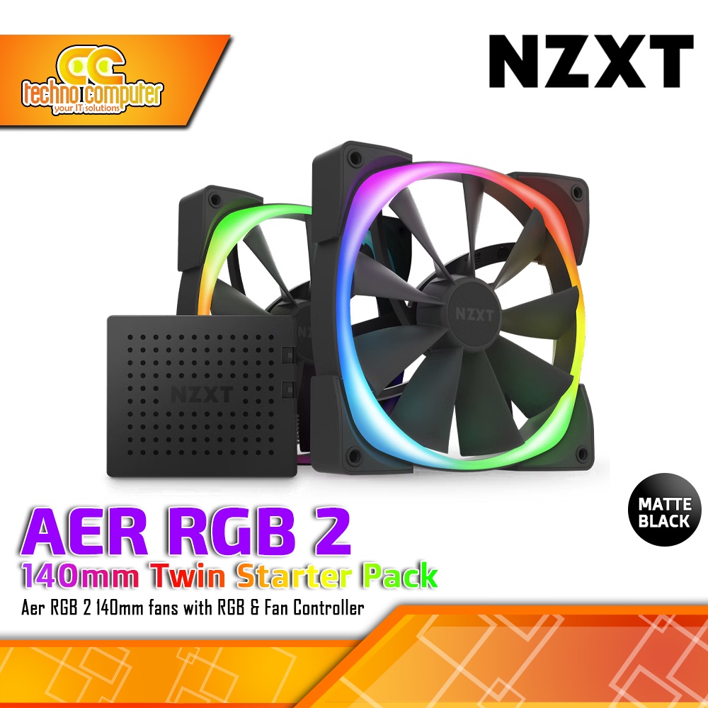 Jual FAN CASING NZXT AER RGB 2 BLACK - 140mm Twin Starter ARGB Fan with ...
