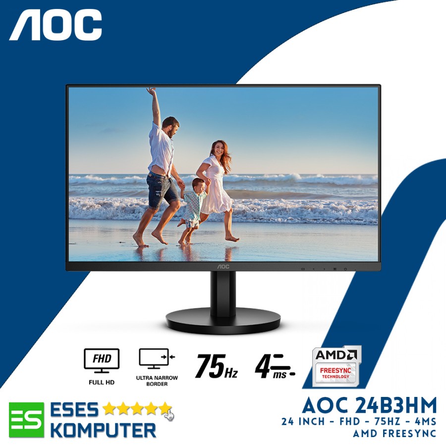 Jual Monitor AOC 24B3HM 24" VA FHD 75Hz VGA HDMI Frameless AMD FreeSync ...