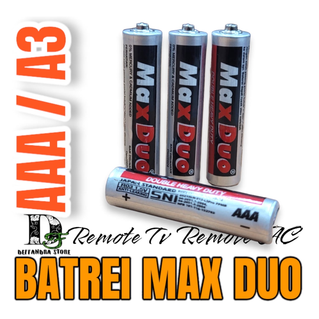 Jual Baterai AAA / A3 Batrei Remot TV/DVD/AC Max Duo SNI | Shopee Indonesia