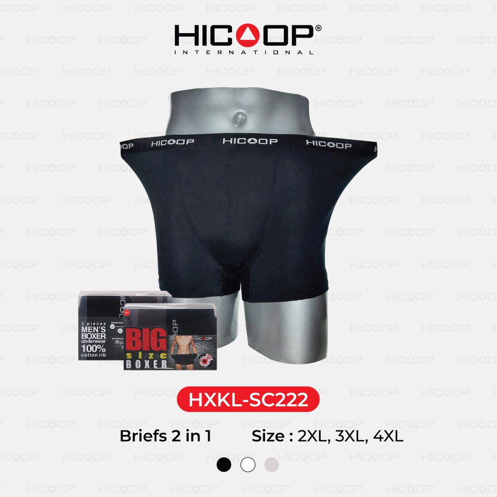 Jual Hicoop Celana Dalam Boxer Pria Big Size HXKL-SC222BS 2PCS Cotton ...