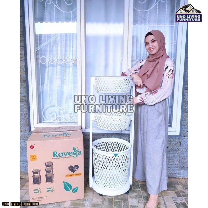 Jual Rovega Laundry Basket Rak Keranjang Baju Kotor RLB-300 Terbaru ...