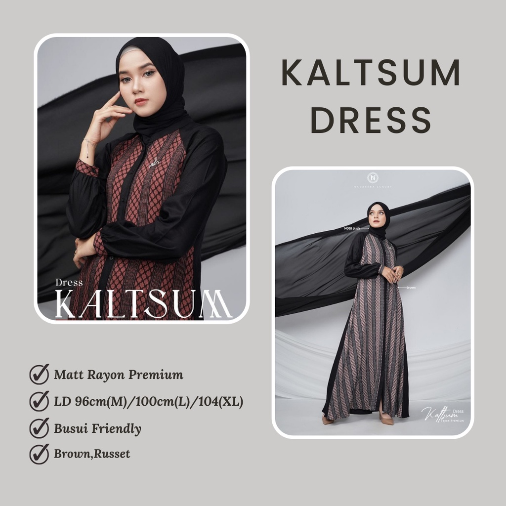 Jual Nadheera Luxury Kaltsum Dress Rayon Premium Dengan Motif Signature ...
