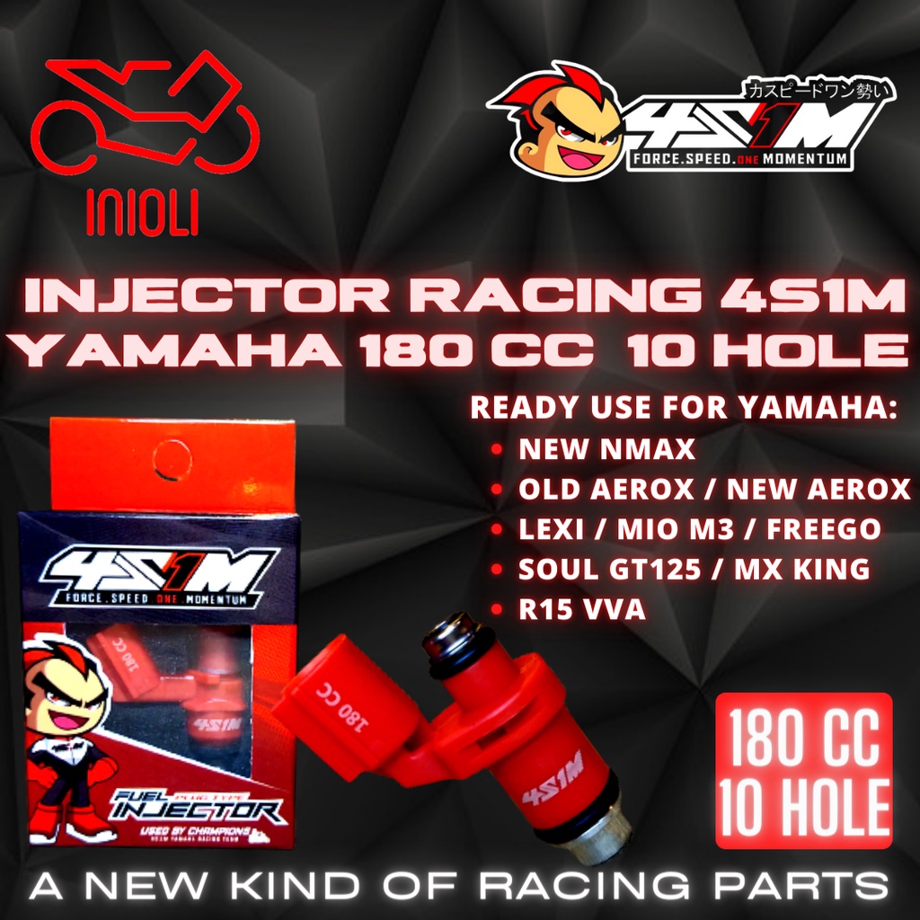 Jual INJECTOR RACING 4S1M 180CC 10HOLE YAMAHA NEW NMAX AEROX LEXI MIO ...