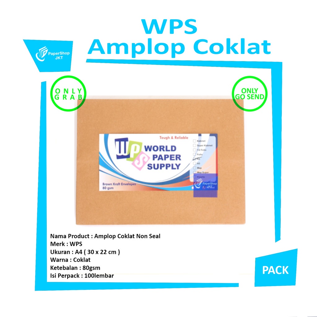 Jual WPS - Amplop Coklat Ukuran A4 Non Seal ( 30 x 22 cm ) - Pack | Shopee Indonesia