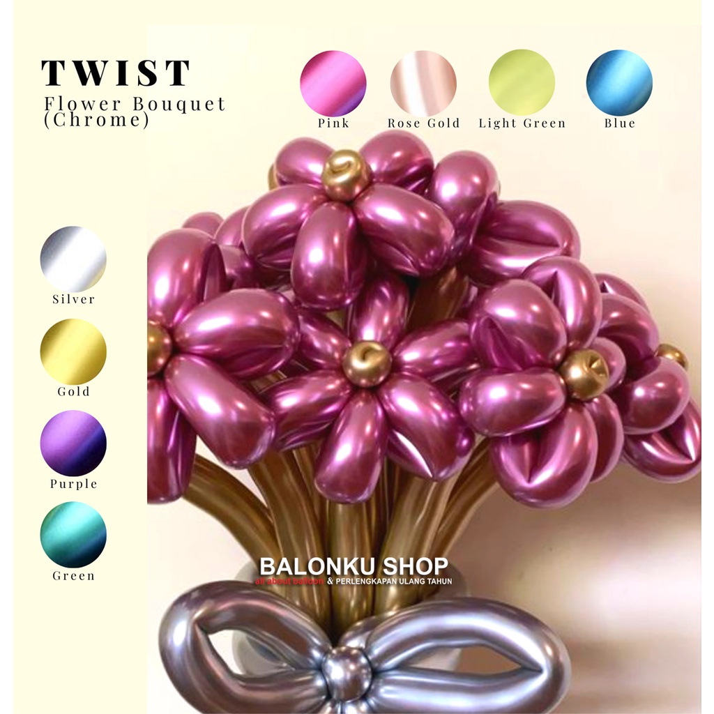Jual Bucket Balon Twist Flower Bouquet Bunga / Balloon Bouquest Chrome ...