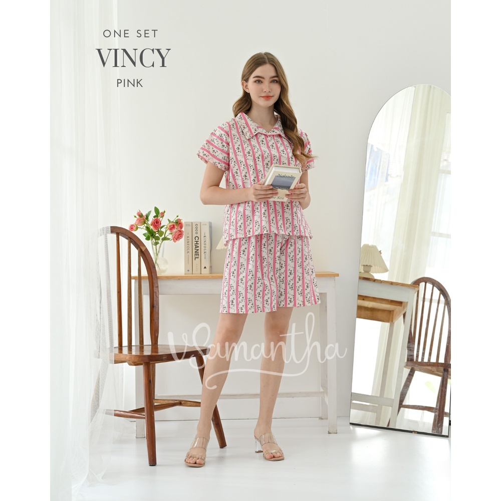 Jual vSamantha - One Set Piyama / Pajamas Crop Vincy Pink | Shopee ...