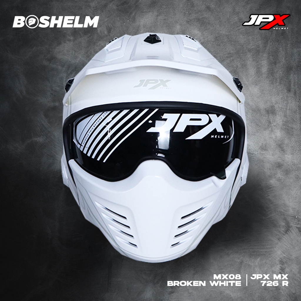 Jual Helm Cross JPX MX-726R MX08 NOMADENS BROKEN WHITE Helm Full Face ...