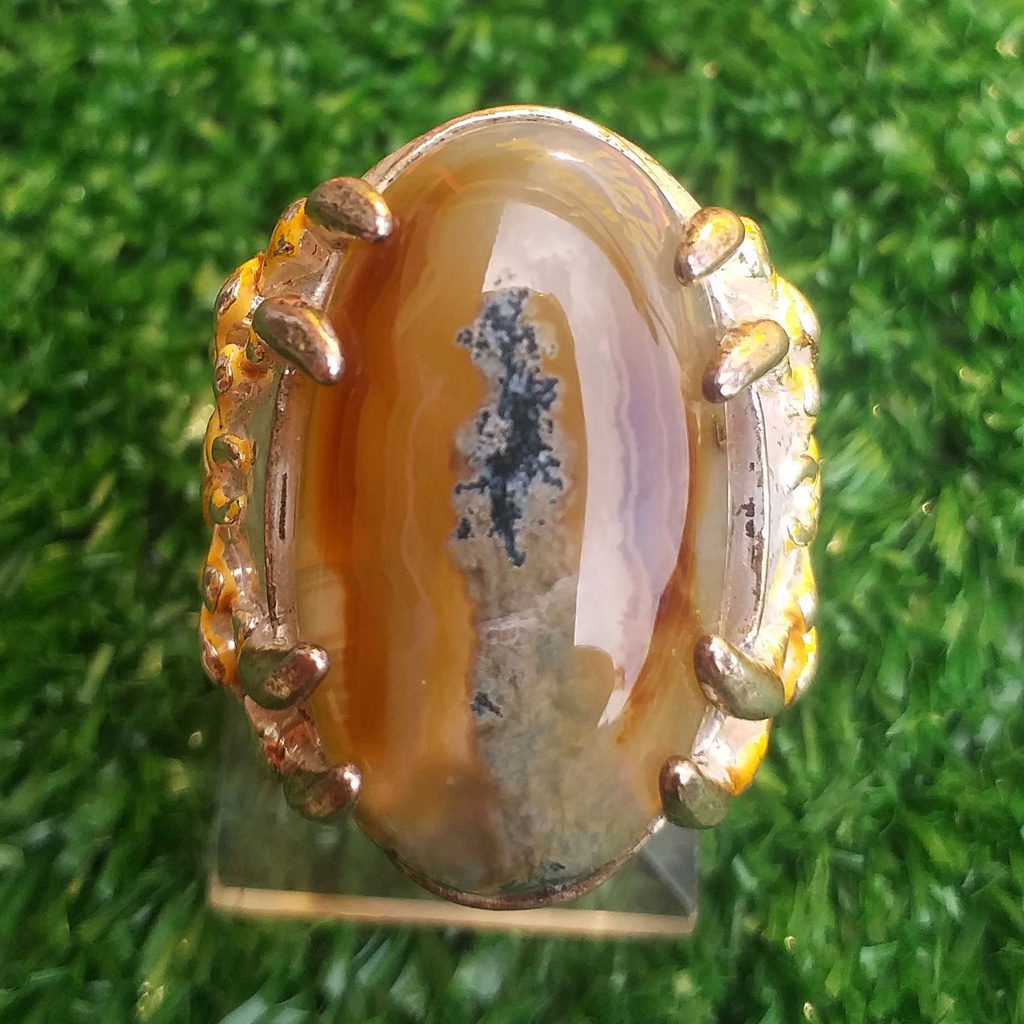 Jual Batu Akik Sulaiman Jadul Motif Hitamnya Unik Sosok Kontras Ring ...