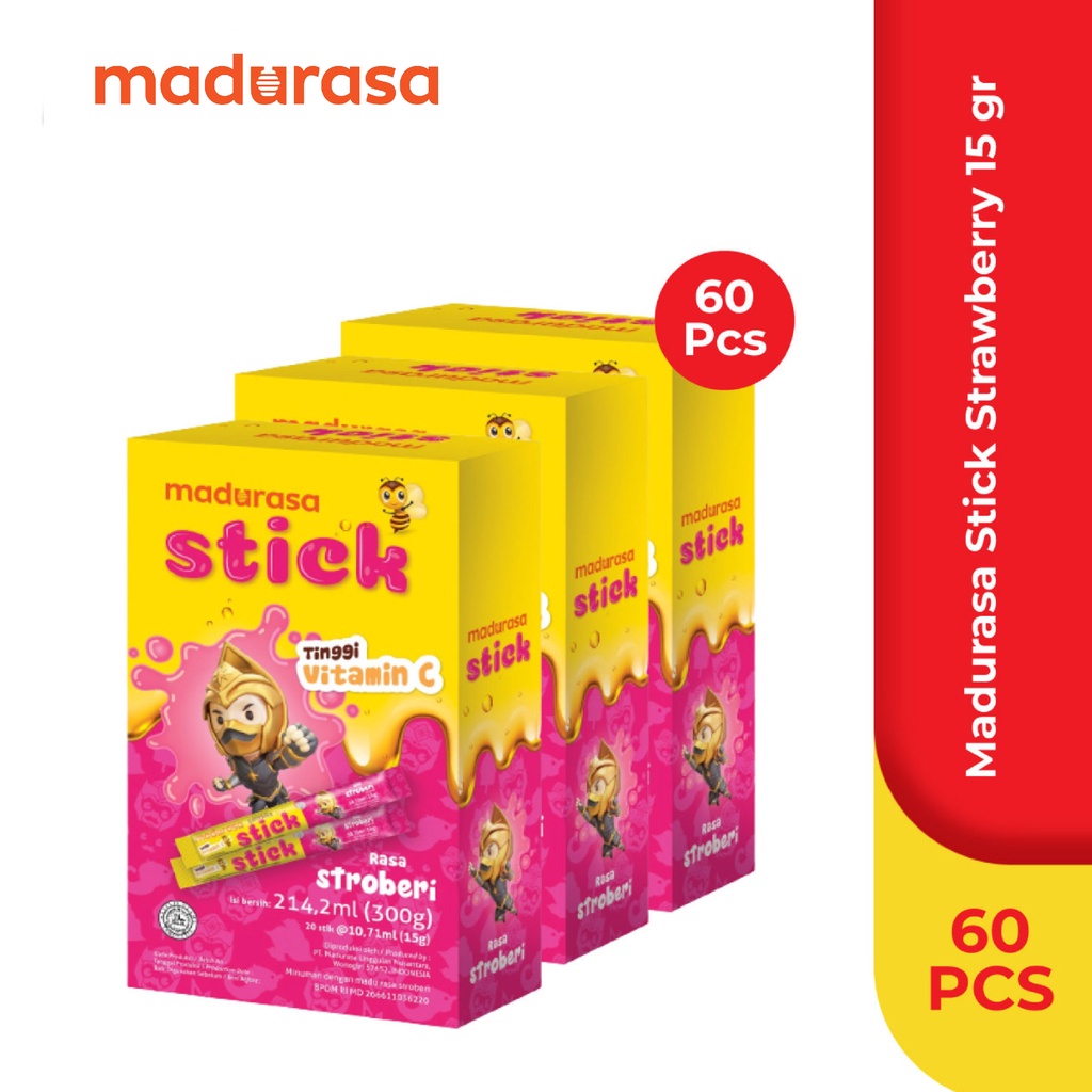 Jual Madurasa Stick Strawberry 15 gr x 3 Pack | Shopee Indonesia
