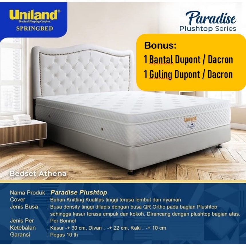 Jual Spring Bed Set Uniland Paradise New Series Plush Top ATHENA Kasu ...