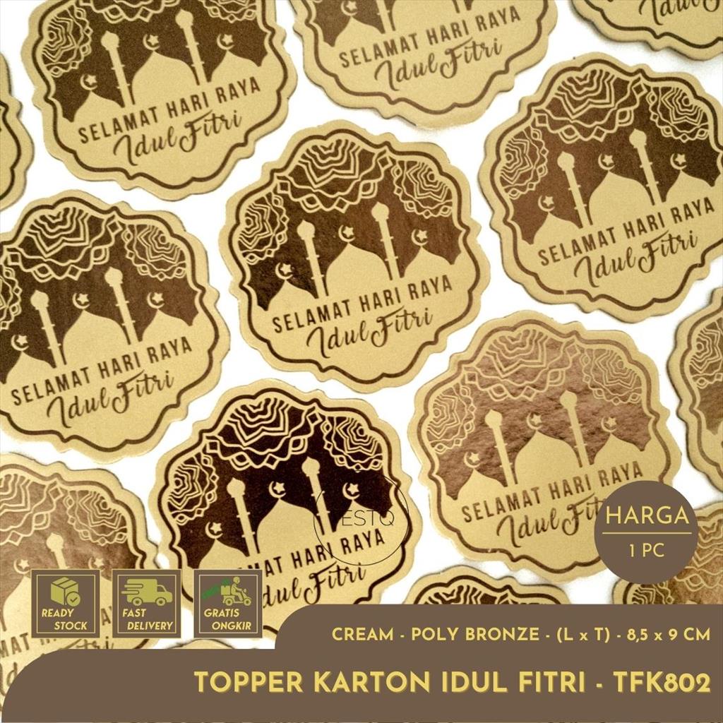 Jual Topper Tempelan Karton Hiasan Hampers Idul Fitri Lebaran Cream Bronze TFK802 | Shopee Indonesia