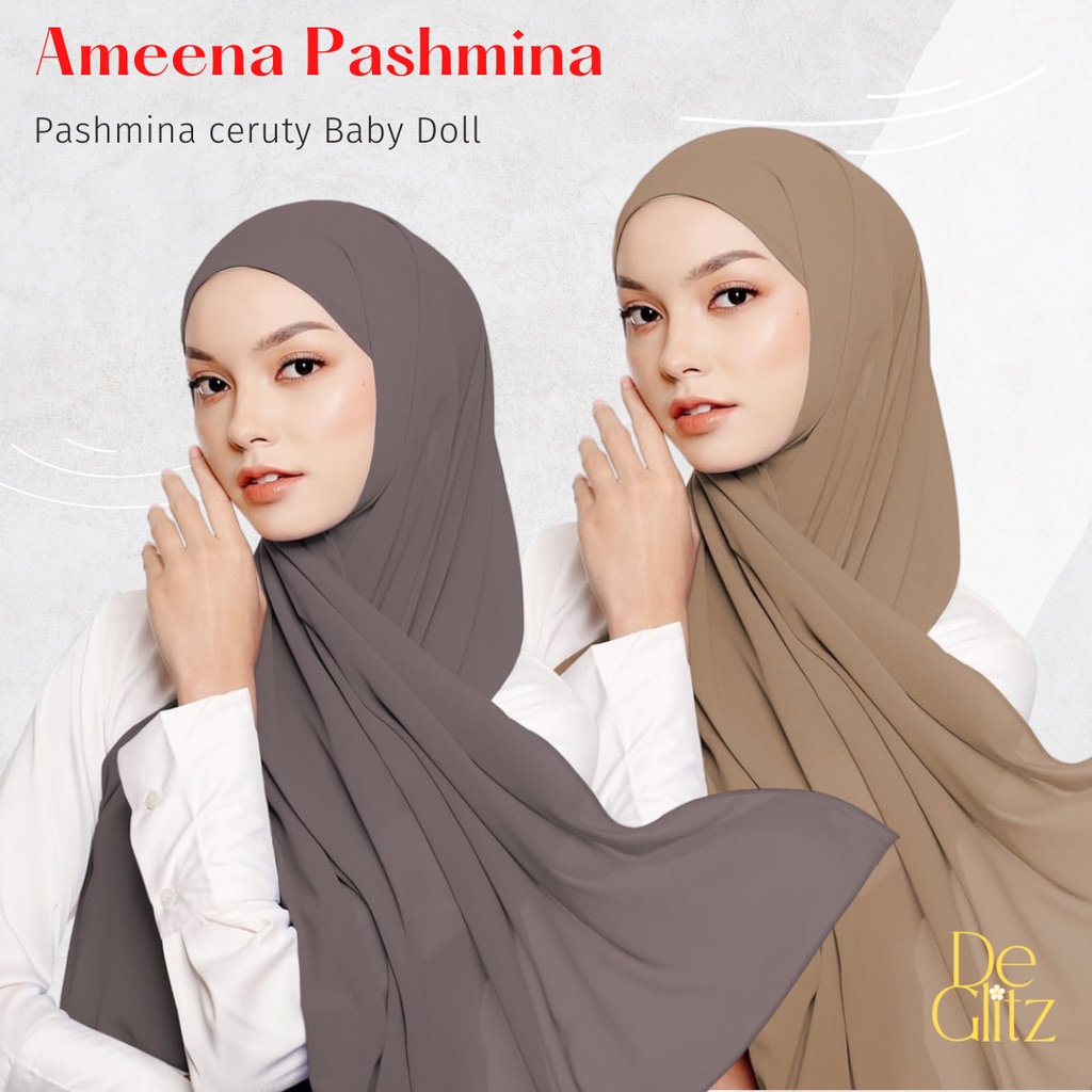 Jual DeGlitz - Ameena Pashmina Hijab Pashmina Ceruty Baby Doll Jilbab ...
