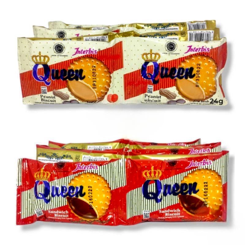 Jual Queen Biskuit Sandwich 2Varian Rasa Chocolate & Peanut - 1pack isi ...