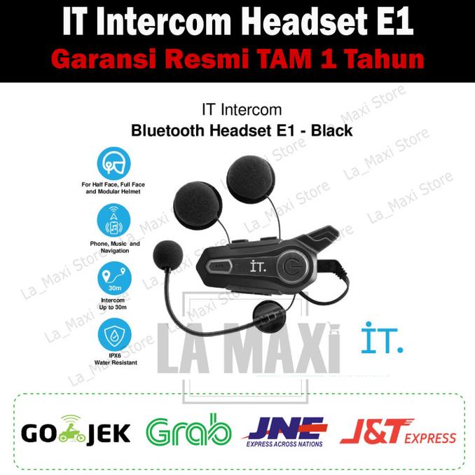Jual IT Intercom Bluetooth Headset E1 Mic Helm Motor Garansi Resmi ...