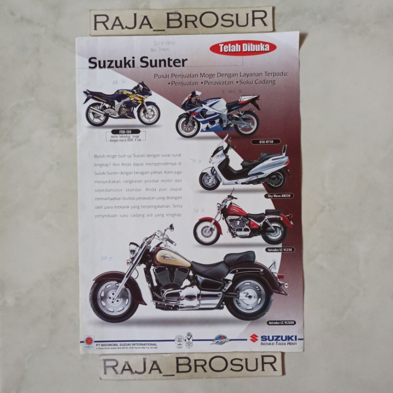 Jual Poster brosur katalog flyer Suzuki Big Bike BigBike FXR 150/GSX R ...