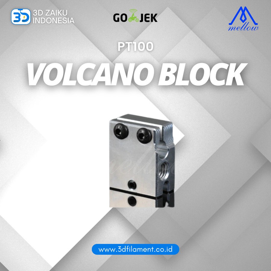 Jual High Quality Volcano Aluminum Heated Block for E3D Hotend PT100 ...