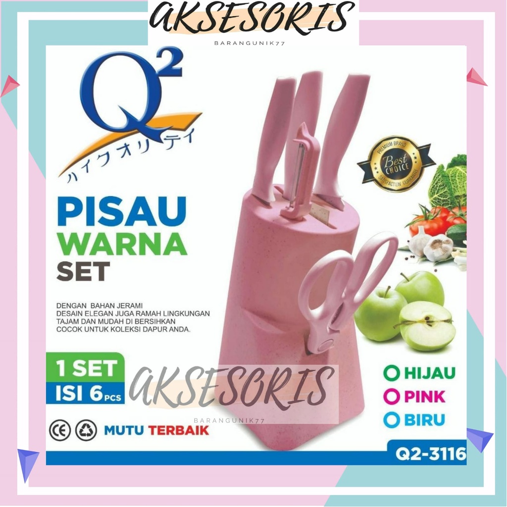 Jual PISAU SET Q2-3116 / PISAU WARNA SET ISI 6PCS Q2-3116 / PISAU SET 5 IN1 / KNIFE SET 6IN1 ...