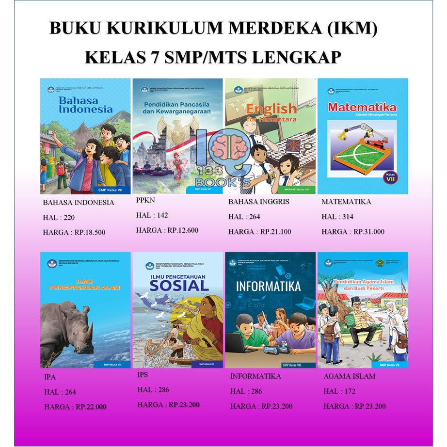 Jual kelas 7 Buku pelajaran sekolah kurikulum merdeka ikm untuk smp/mts ...