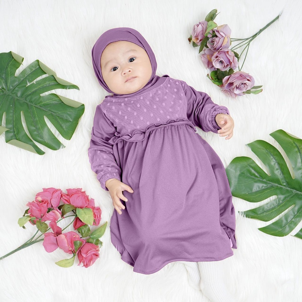 Jual Gamis Bayi Perempuan Shabira Polka Dot 0-19 Bulan (Free Hijab ...