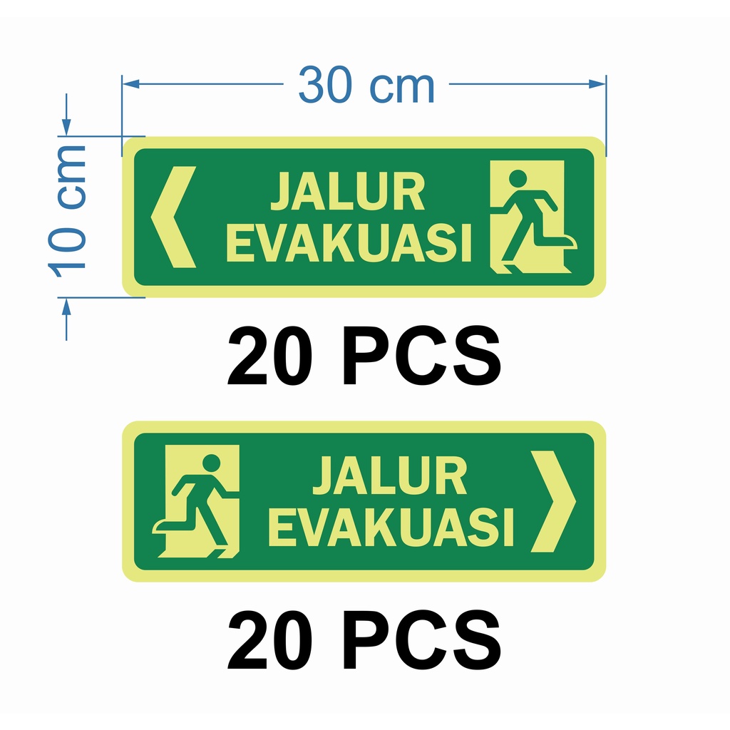 Jual Custom Rambu 30cm x 10cm Jalur Evakuasi Glow In The Dark | Shopee Indonesia