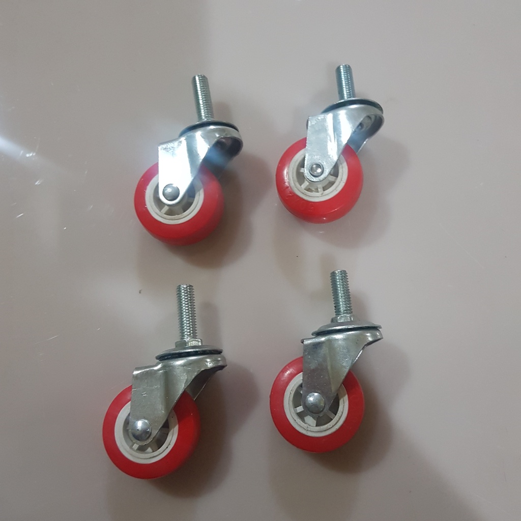 Jual Roda Lemari Srew / Drat 2 inch pu Merah (muter) | Shopee Indonesia
