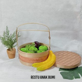 Jual (A078) Rantang Oren Bulat Susun 1 diameter 25cm | rantang bambu ...