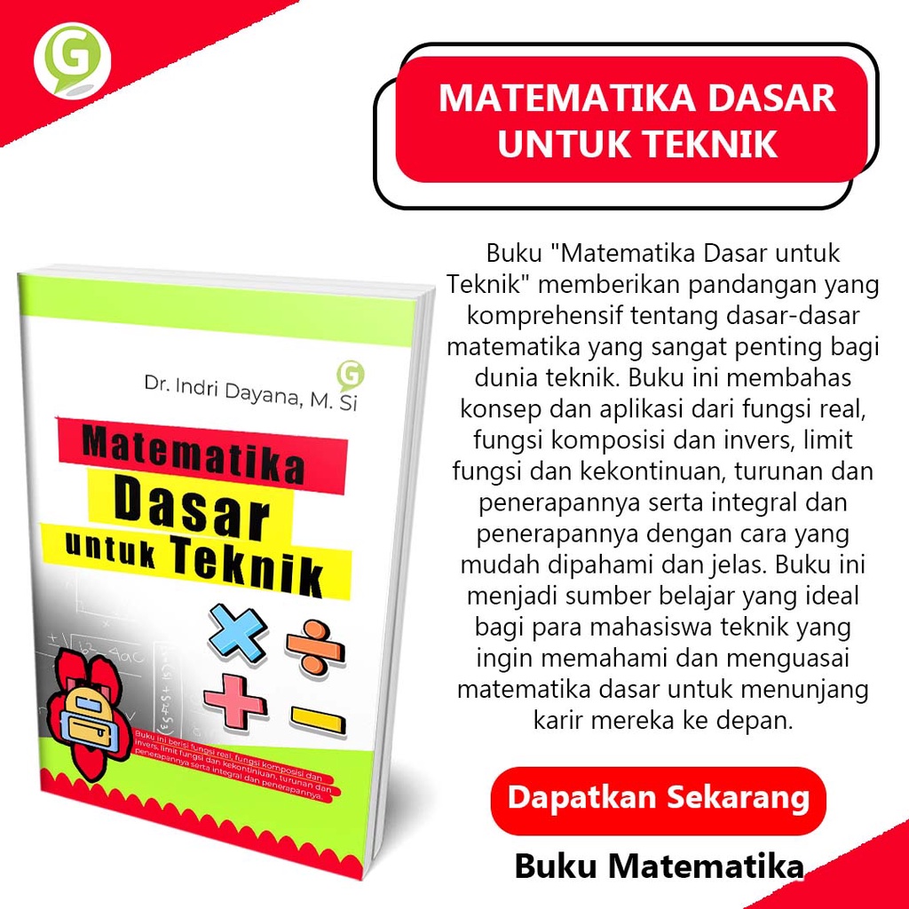 Jual Buku Pendidikan - Matematika Dasar untuk Teknik - Dr. Indri Dayana ...