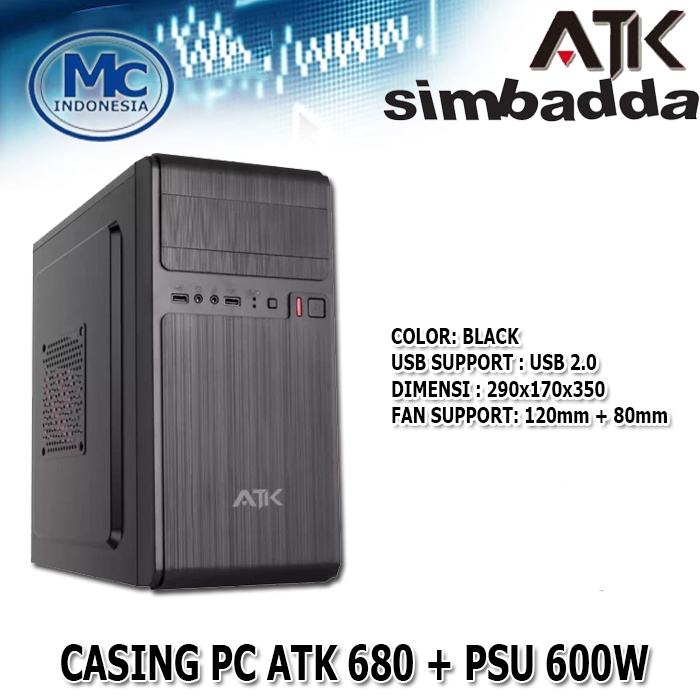 Jual CASING CPU SIMBADDA ATK 680/685 + PSU 600W | Shopee Indonesia