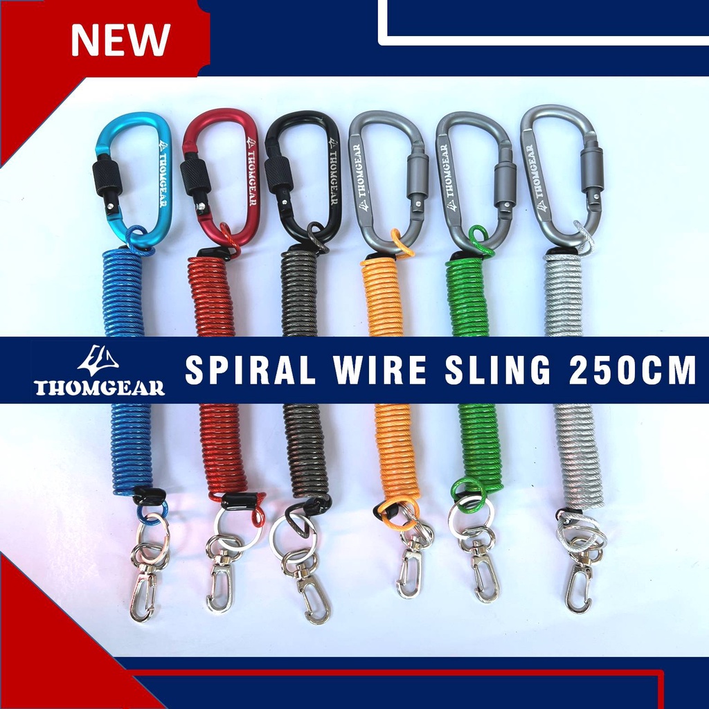 Jual Tali Pengaman Carabiner Gantungan Kunci Spiral Lanyard 250 cm ...
