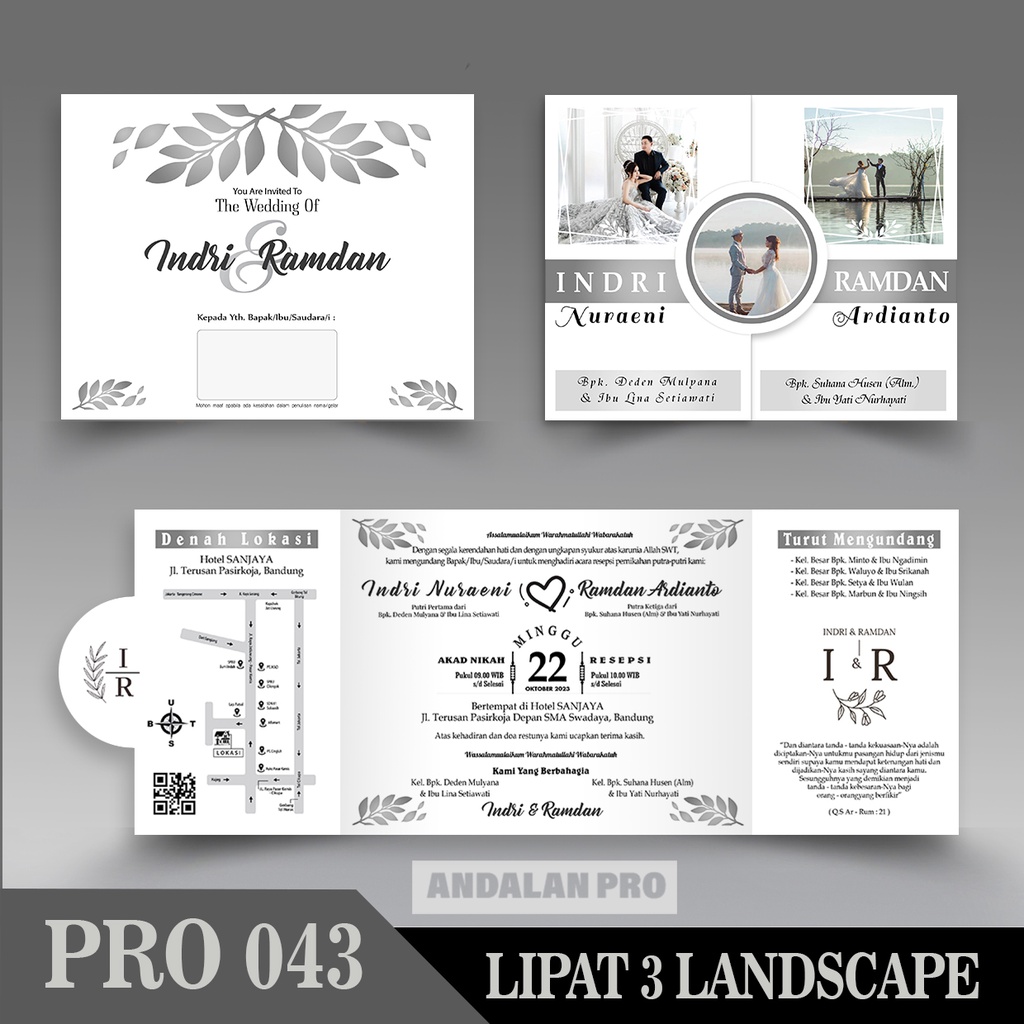 Jual 50 Desain Undangan Lipat 3 Landscape Plus Foto V.2A Bahan BC TIK ...