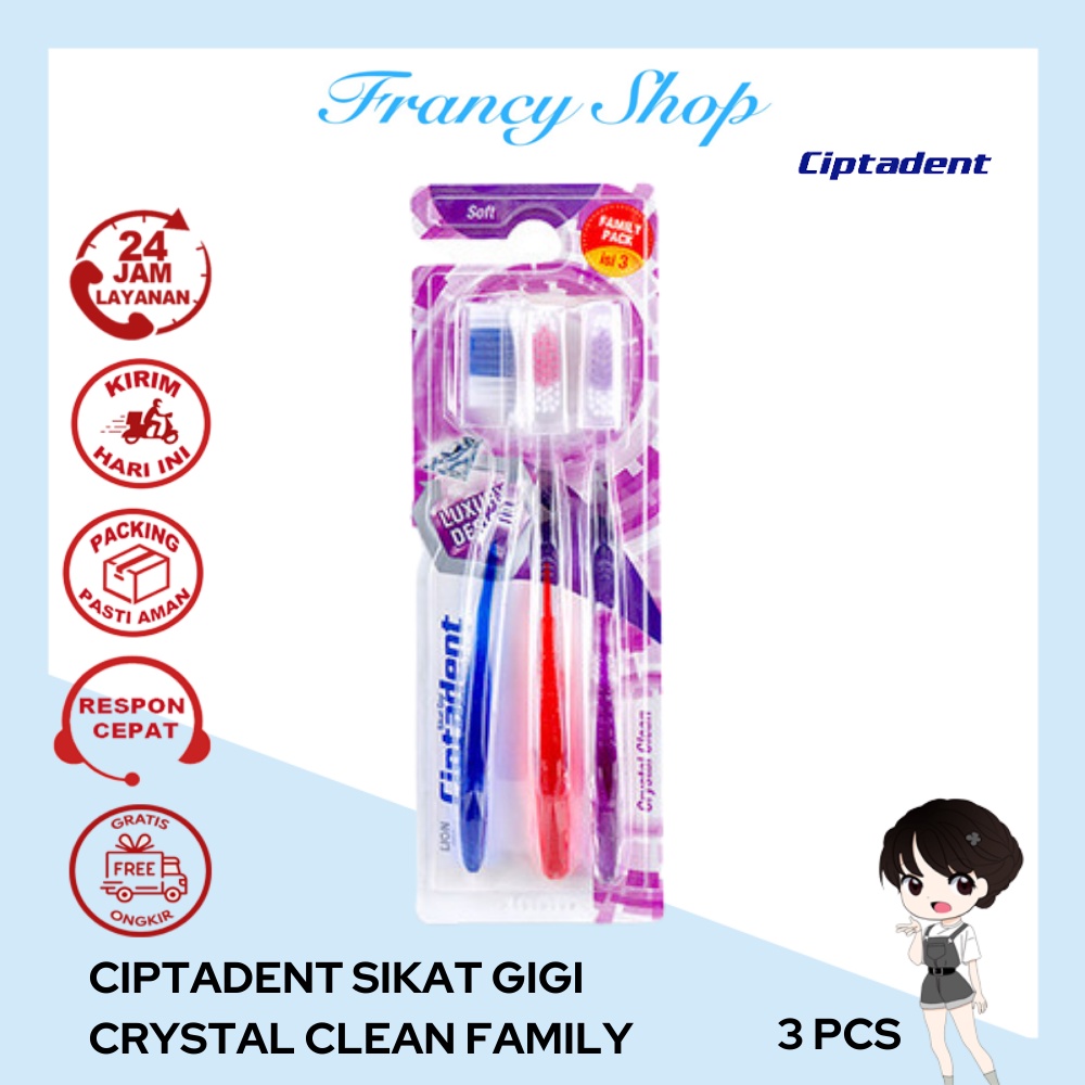 Jual Sikat Gigi Ciptadent Crystal Clean x Isi 3 pcs Family Pack ...
