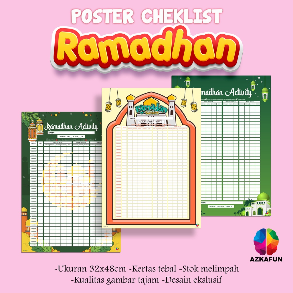Jual Poster Checklist RAMADHAN ACTIVITY - Tema Masjid | Shopee Indonesia