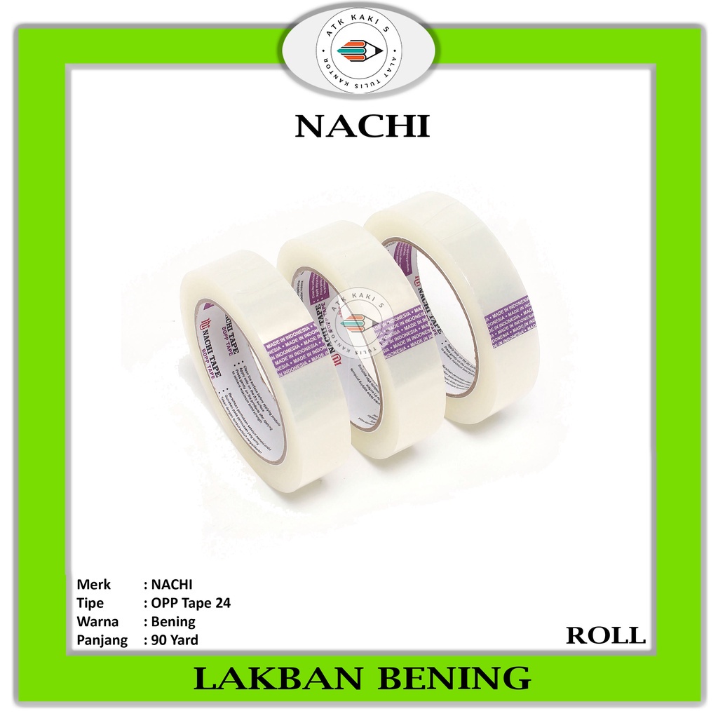 Jual NACHI - Lakban Bening 1 inch Nachi / OPP Tape / Naci Isolasi Selotip -Roll | Shopee Indonesia