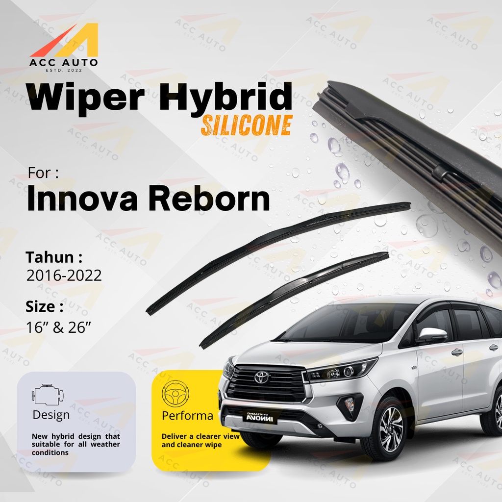 Jual Wiper Frameless Mobil Toyota Innova Reborn Karet Kaca Silicon Hybrid / Kipas Kaca | Shopee ...