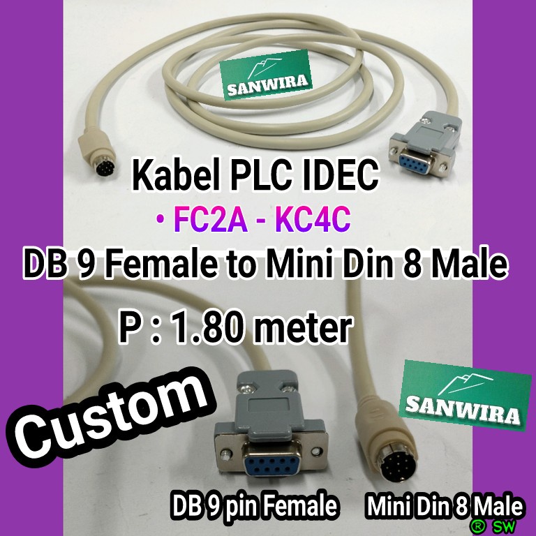 Jual Kabel PLC IDEC DB 9 Female to Mini Din 8 Male - panjang 1.80 meter ...