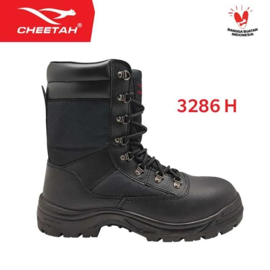 Jual Sepatu PDL Safety Boots Cheetah 3286 Hitam 8inch | Shopee Indonesia