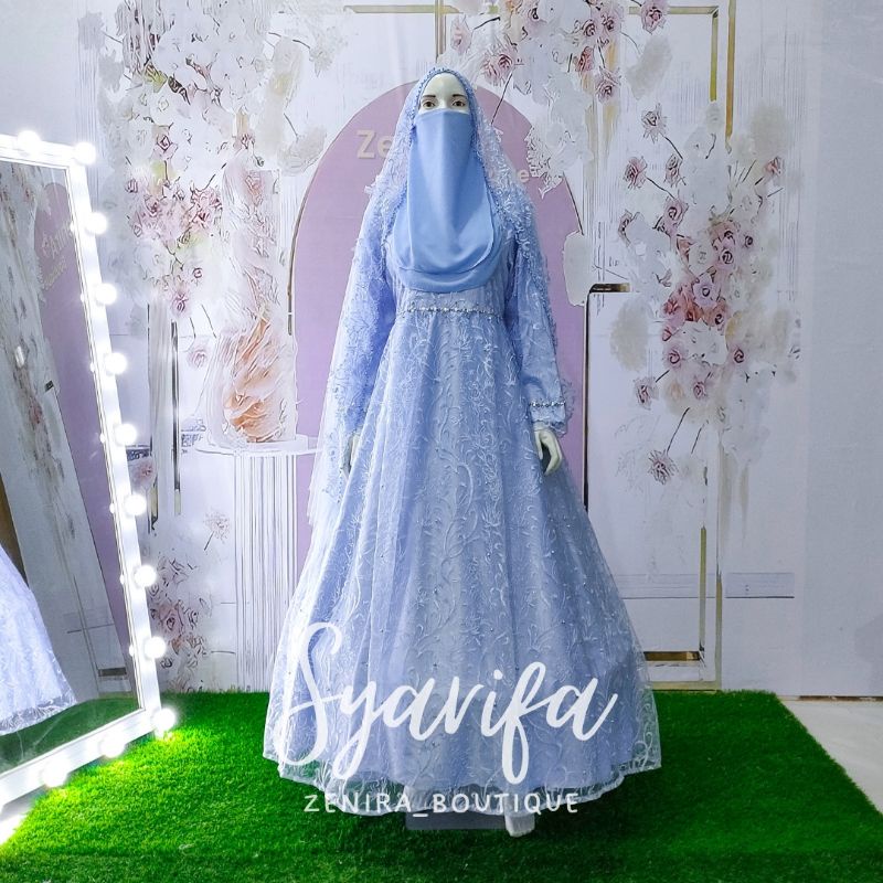 Jual SYARIFA Wedding Dress FREE Pasmina dan VEIL selendang tile / Gaun ...