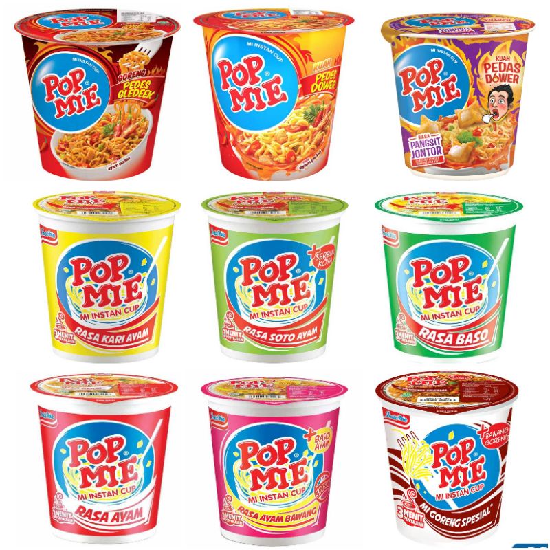 Jual POP MIE Aneka Mi Instan Cup Soto Ayam bawang kari baso goreng ...