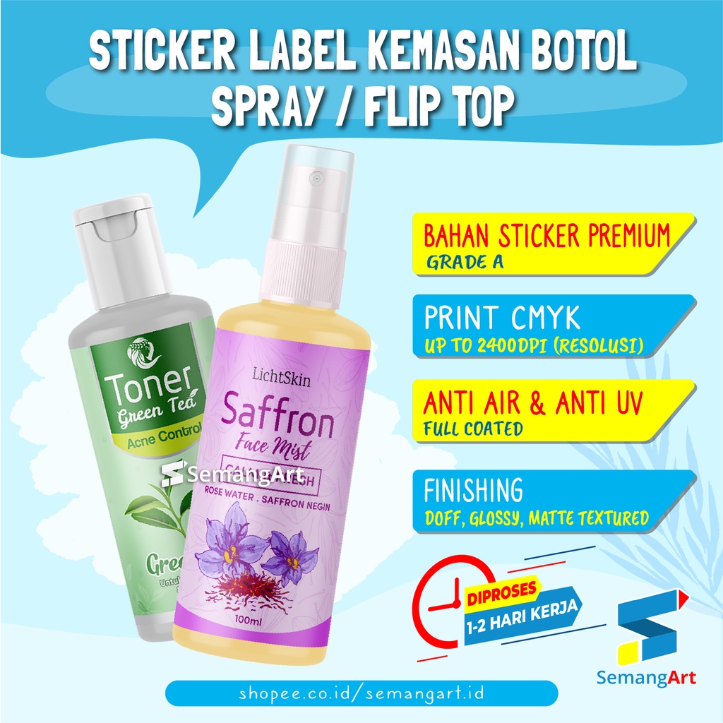 Jual Cetak Sticker Label Stiker Botol Spray / Fliptop Anti Air Anti ...