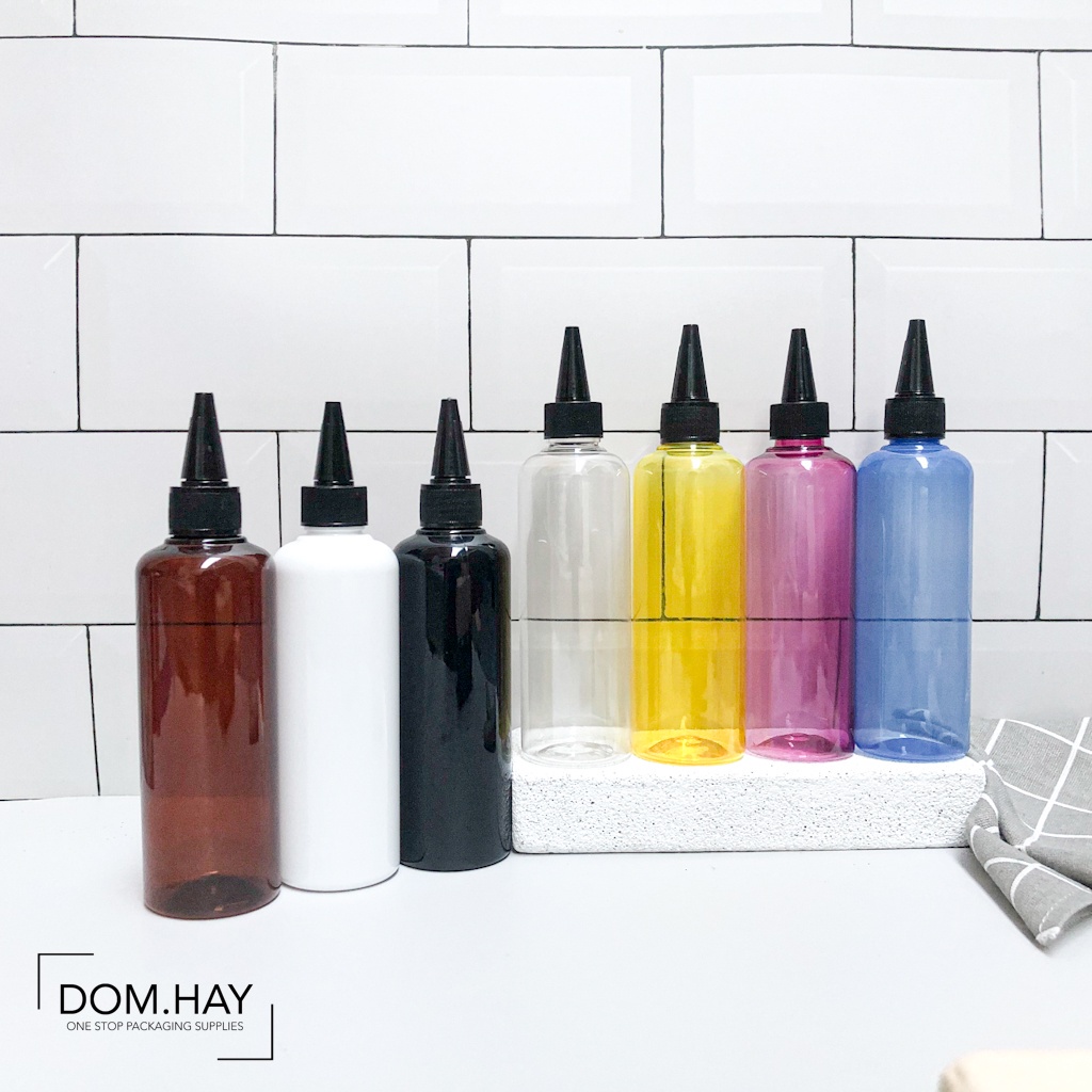 Jual Botol Tinta Kerucut Hitam 250ml Plastik PET Botol Ujung Lancip ...