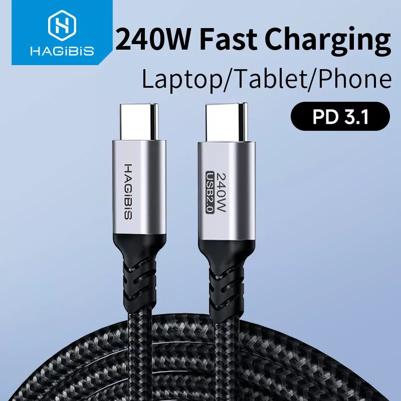 Jual Hagibis 240W USB Type C Cable PD 3.1 Fast Charging Type C to Type ...