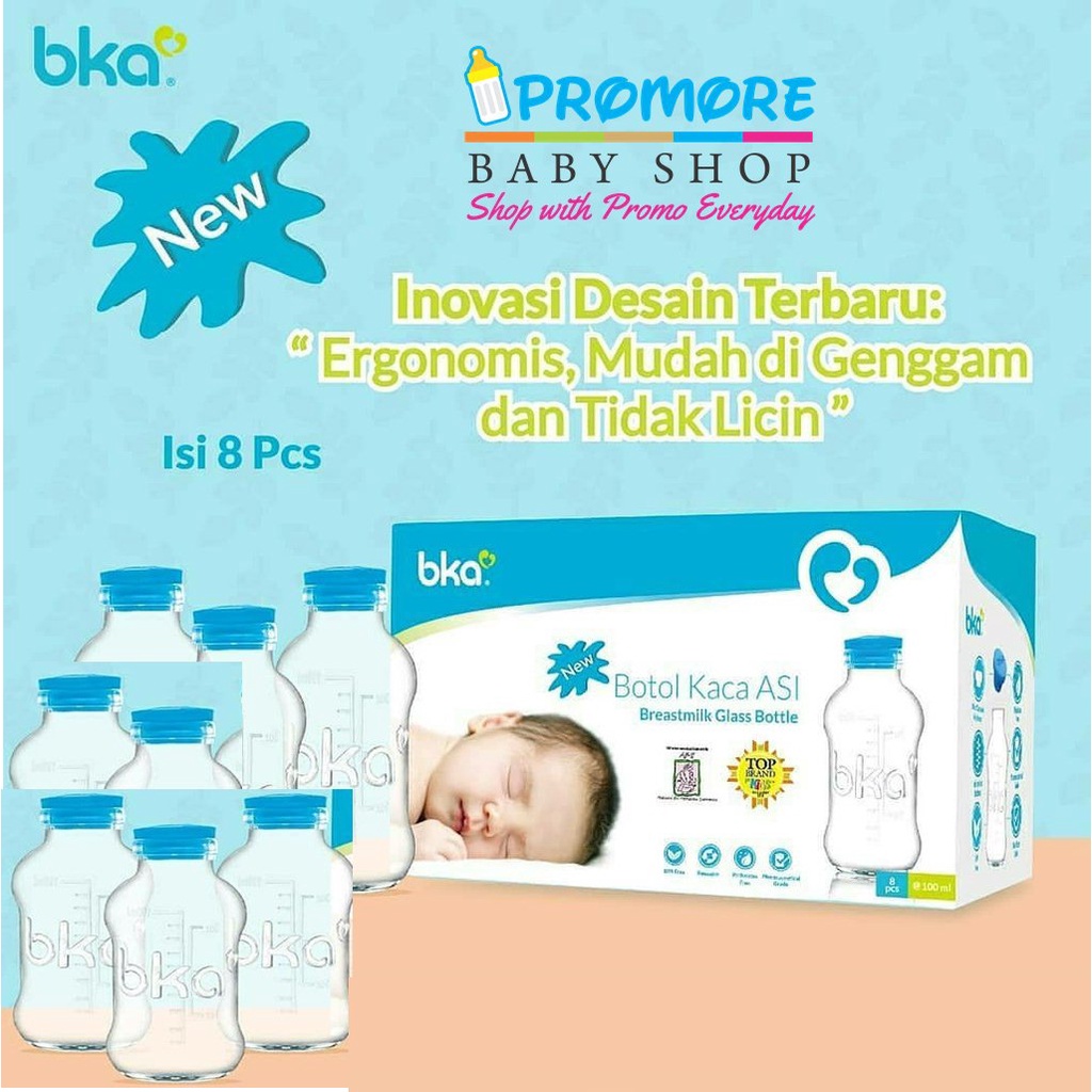 Jual BKA Botol ASI Kaca 8pcs Botol Susu Tempat Penyimpanan ASI Botol ...