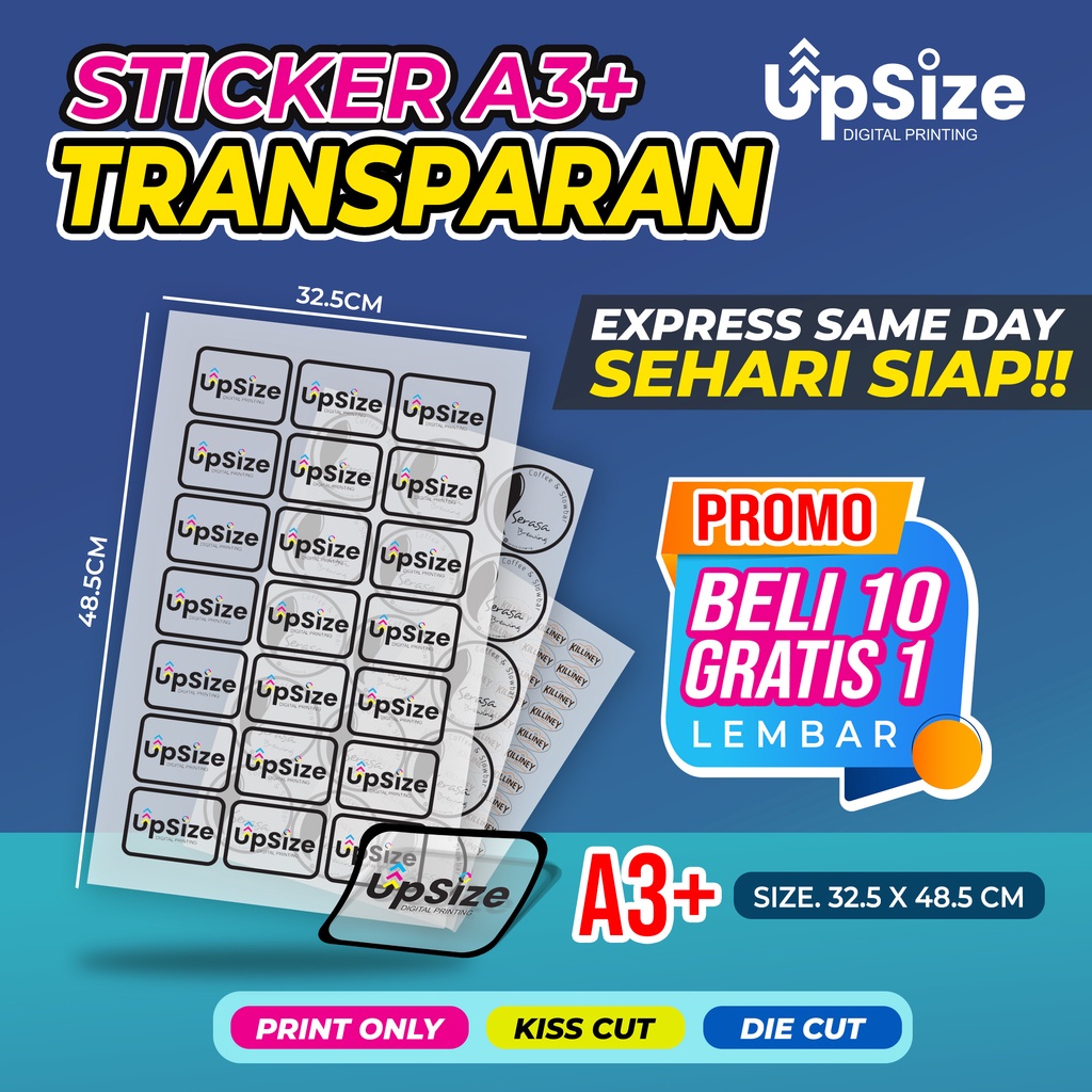 Jual EXPRESS SAME DAY | 1 HARI SIAP | CETAK STIKER TRANSPARAN CUT A3+ MURAH | CETAK STIKER LABEL ...