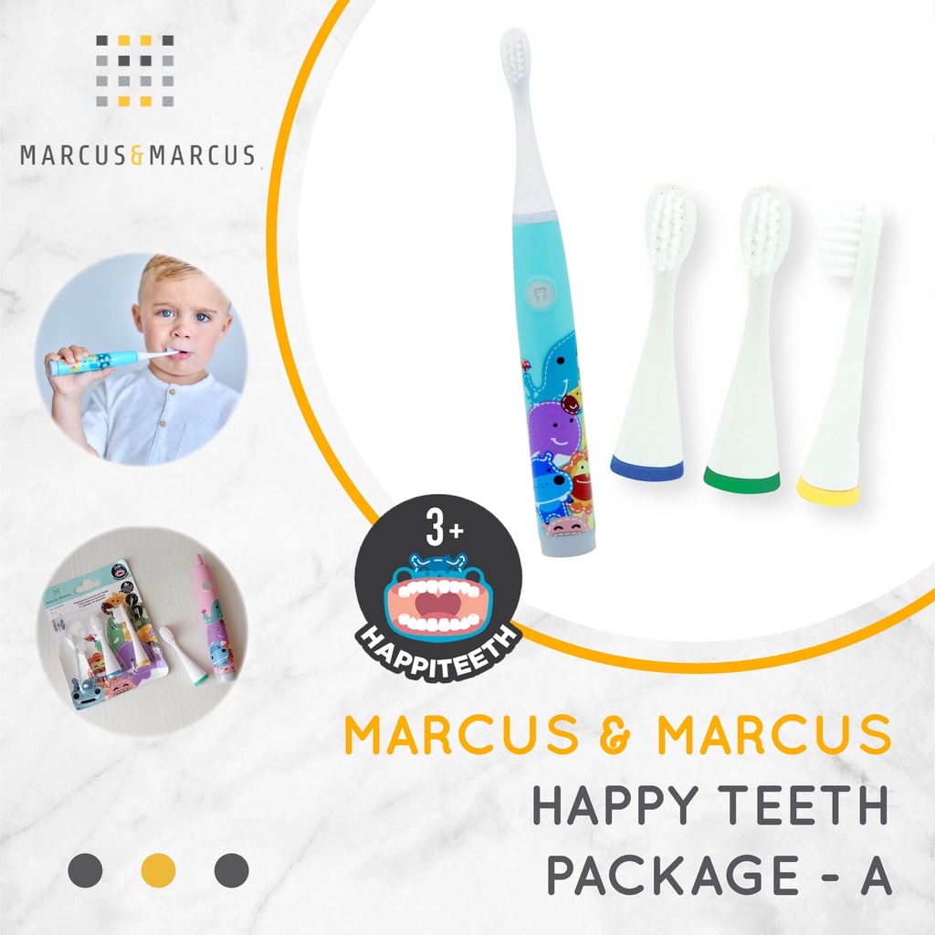 Jual M&M Happy Teeth Package A (MNM Kids Electric Toothbrush Blue ...