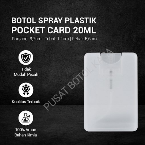 Jual Botol spray pocket card 20ml plastik untuk hand sanitizer parfum ...